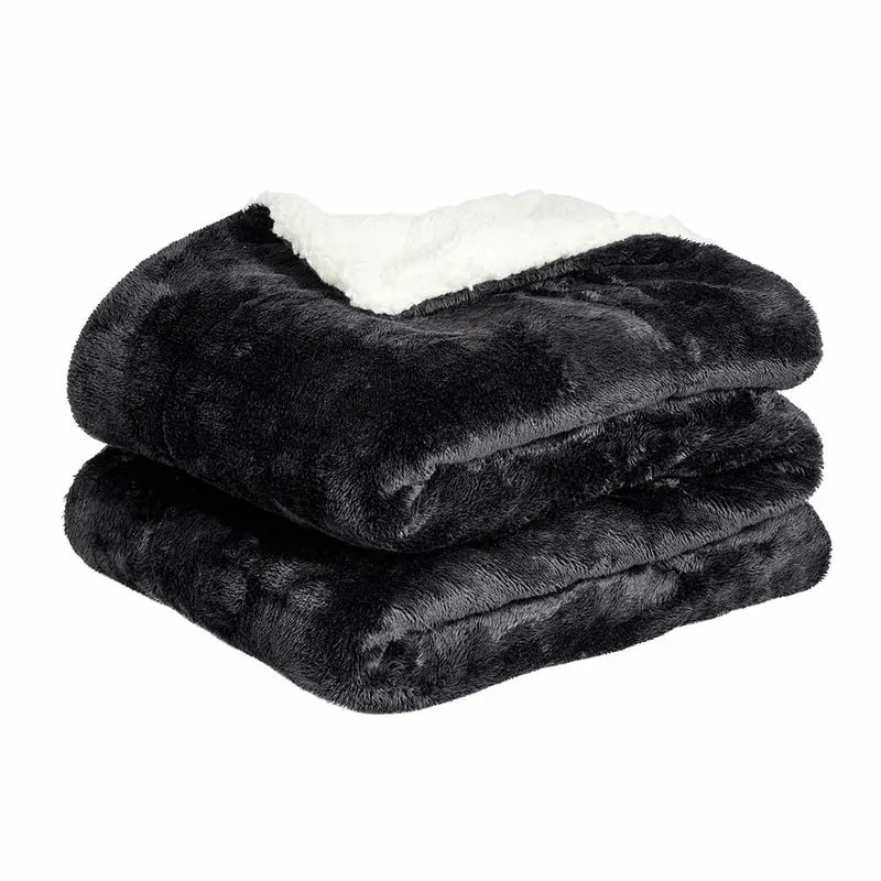 Plaid uni Sherpa noir de 127x152cm en polyester à prix malin sur Trafic ...
