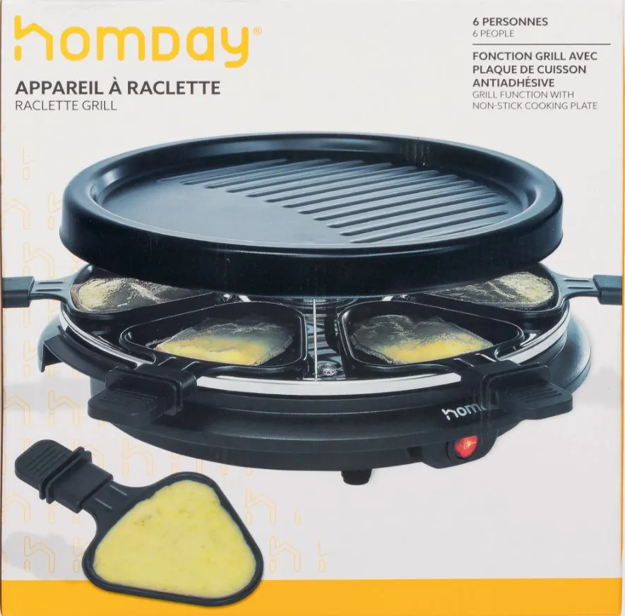 Appareil à raclette avec fonction grill Homday pour 6 personnes ...